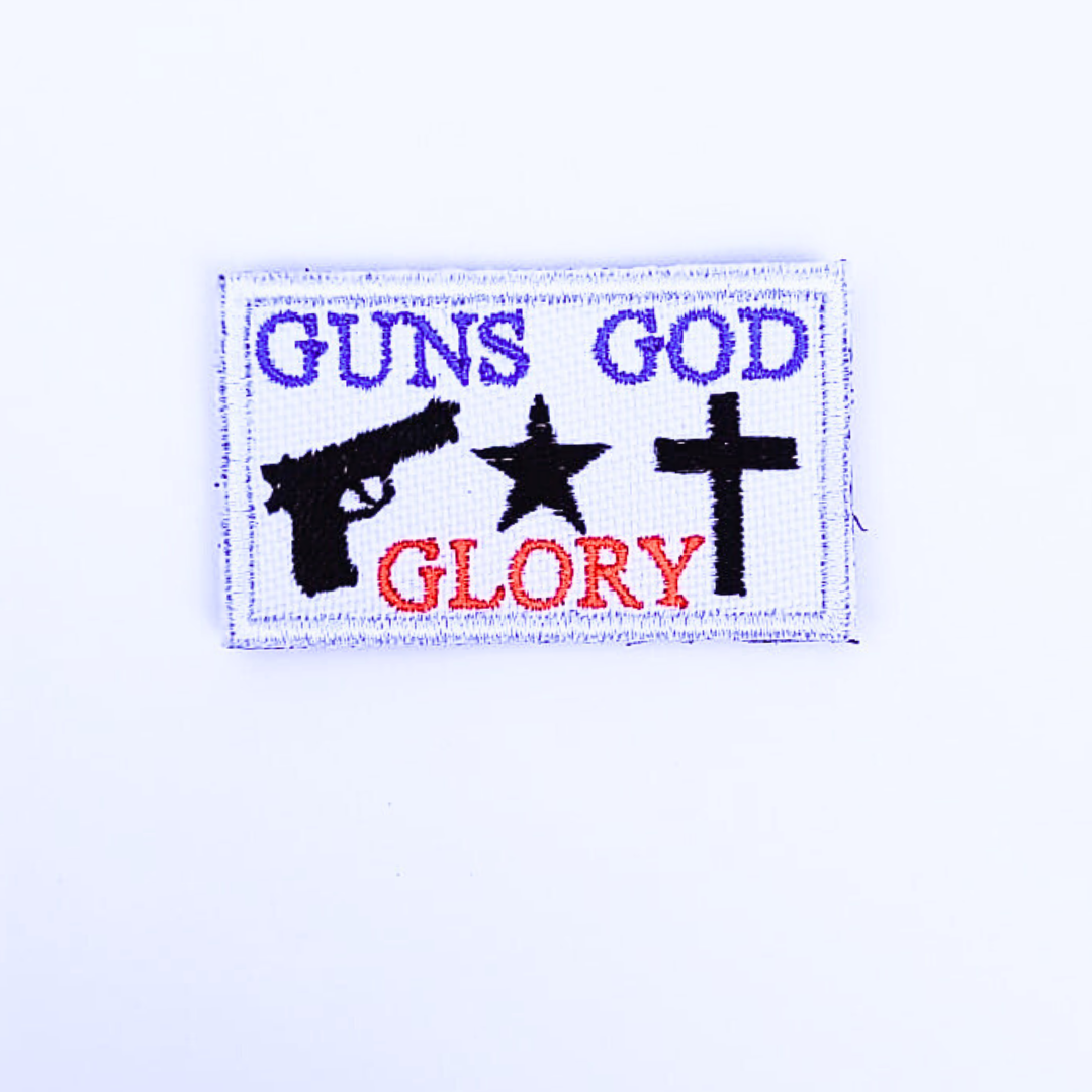 PATCH BORDADO GUNS GOD GLORY 6,5 X 4 CM – Loja BlackStar